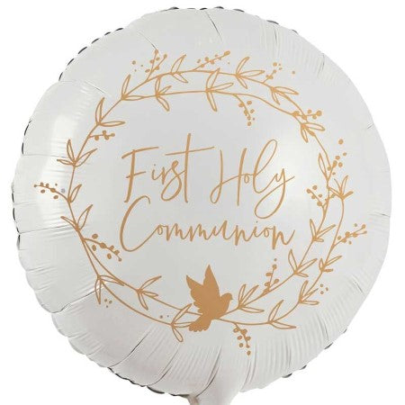 White and Gold First Holy Communion Balloon I UK - My Dream Party Shop