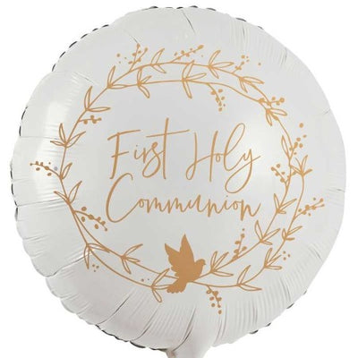 White and Gold First Holy Communion Balloon I UK - My Dream Party Shop