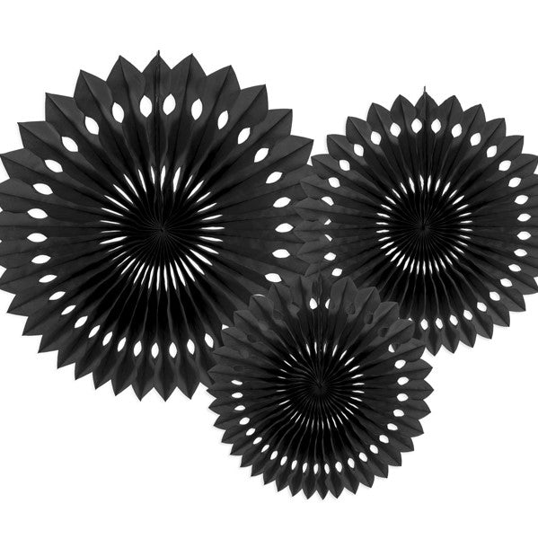 Black Rosette Fans I Cool Party Decorations I My Dream Party Shop I UK