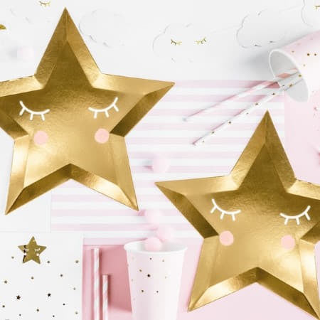 Cute Gold Star Plates I Modern Baby Shower Tableware I UK - My Dream ...