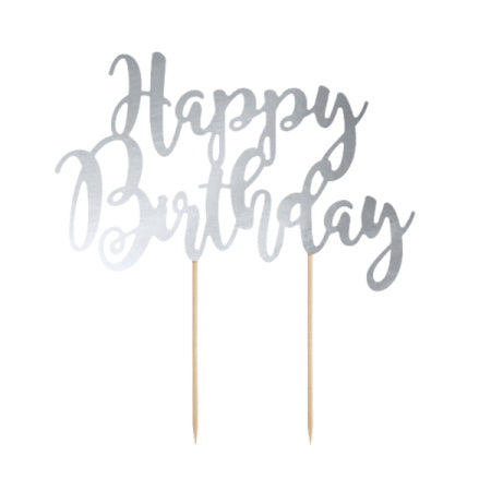 Silver Happy Birthday Cake Topper I Cake Decorations UK - My Dream ...