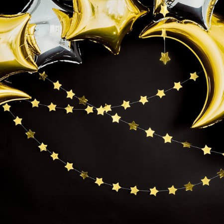 Gold Star Garland I Stunning Gold Decorations and Tableware I UK