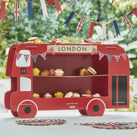 Red London Bus Cake Stand I Royal Coronation Party Supplies