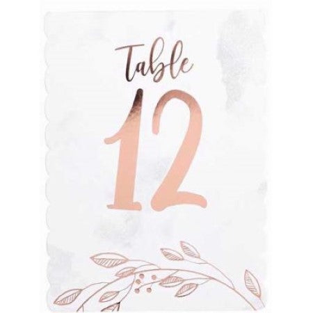 Rose Gold Table Numbers 1 - 12 I Wedding Decorations UK - My Dream ...