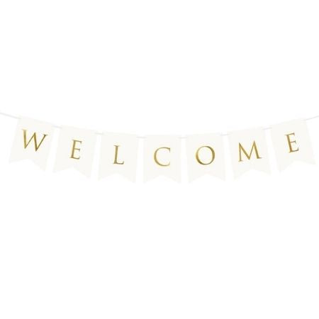 White Welcome Bunting I New Baby Decorations I UK